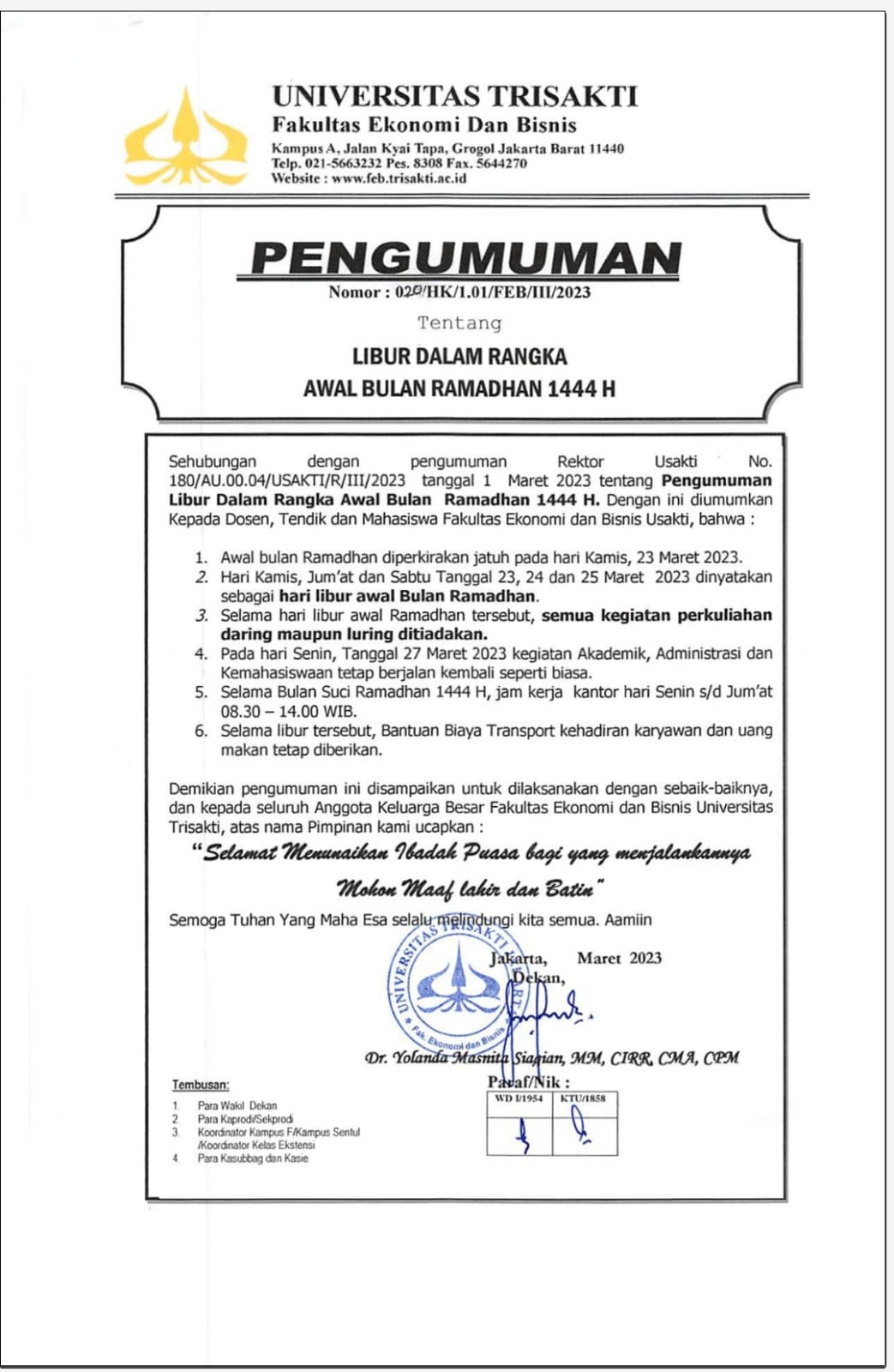 Pengumuman Libur Awal Puasa 1444H - Prodi S1 Ekonomi Pembangunan Pengumuman Libur Awal Puasa 1444H - Prodi S1 Ekonomi Pembangunan